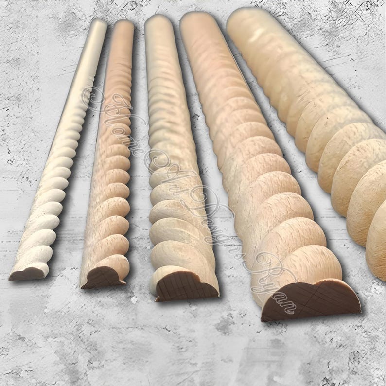 Half Round Rope Twist Moulding Wood Unpainted Wood Trim Molding Back ...