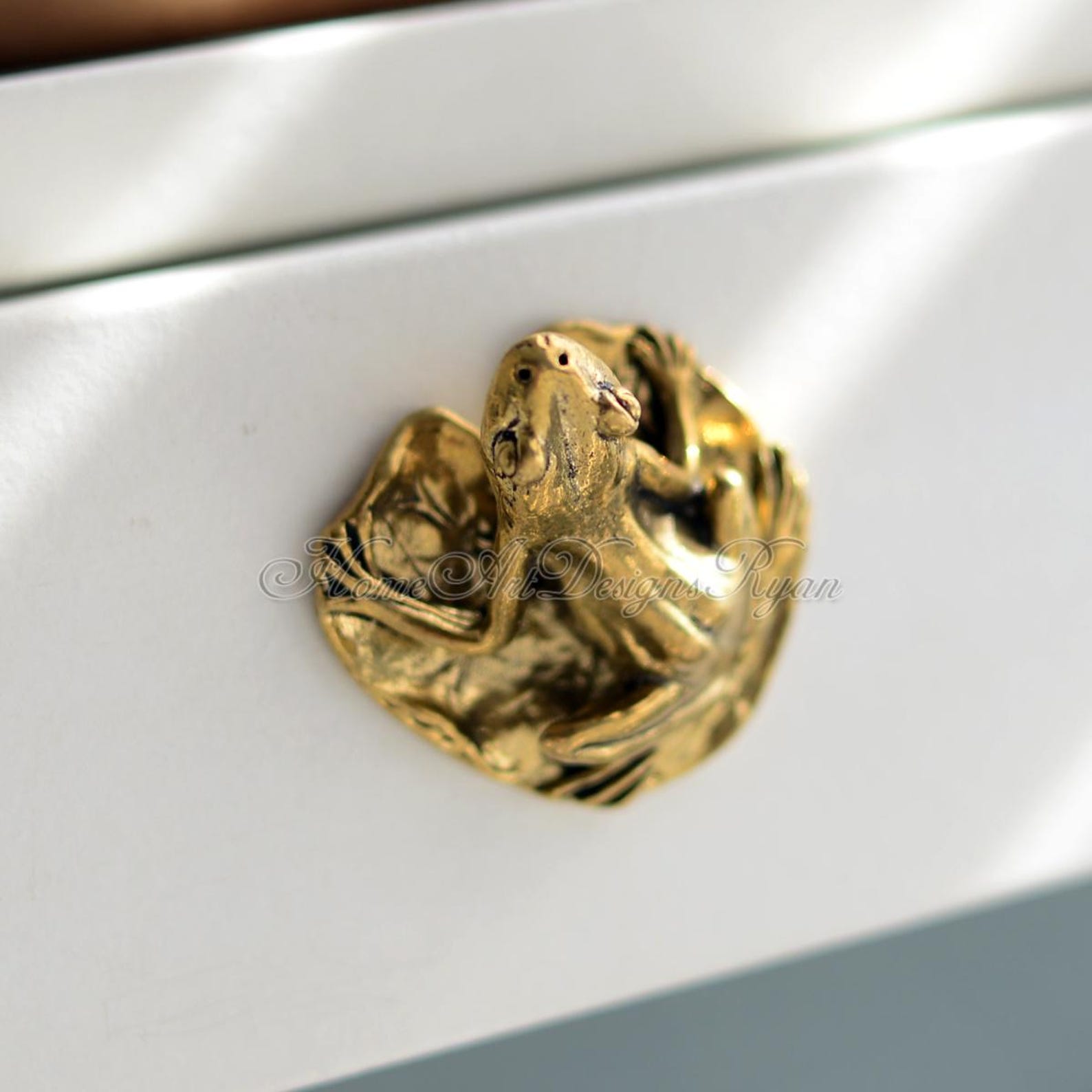 Brass Frog Knobs Solid Brass Pulls Knobs Cabinet Decoration Handles ...