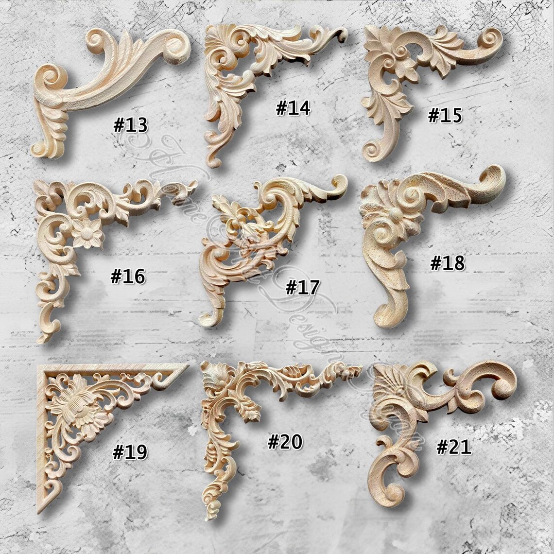 1 Piece Unpainted Wood Carved Corner Applique Onlay,home Wall Corners ...