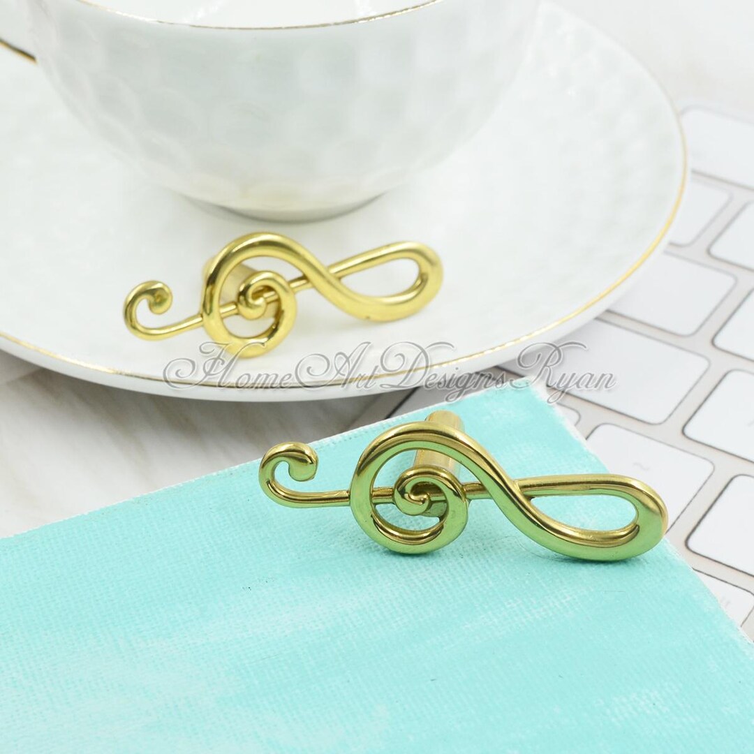 Music Note Solid Brass Knob Cabinet Pull Drawer Knob Dresser Pull ...
