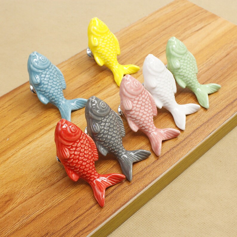 Colorful Grass Carp Ceramic Dresser Knobs Drawer Knobs Pull - Etsy