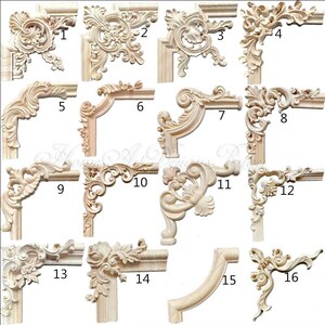 1 Piece Unpainted Wood Carved Corner Applique Onlay, Home Wall Corners ...