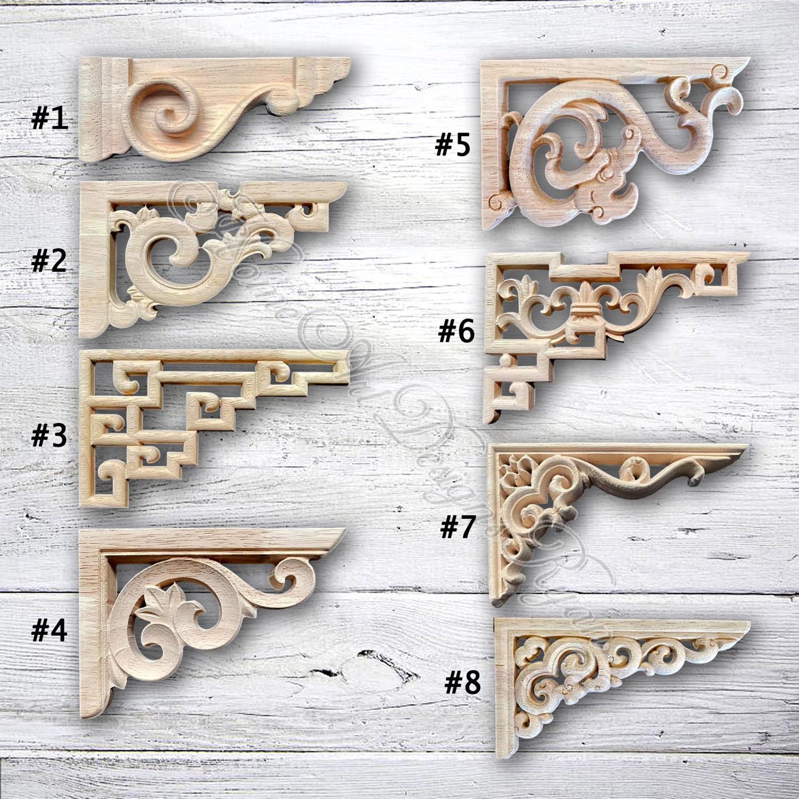 1 Piece Unpainted Wood Carved Corner Applique Onlay, Home Wall Corners ...
