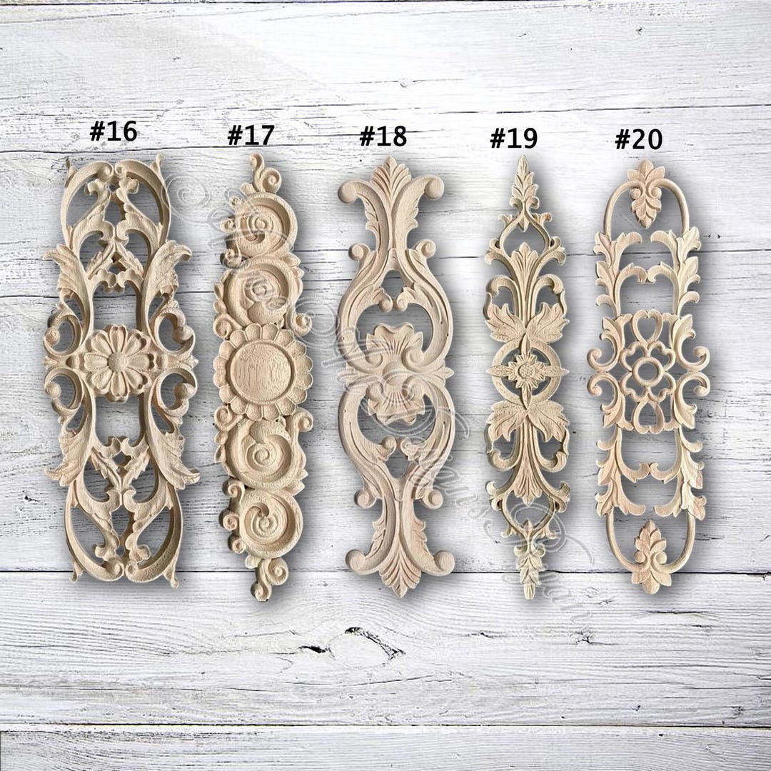 Unpainted Wood Flower Carved Applique Onlay,furniture Carving Supplies ...