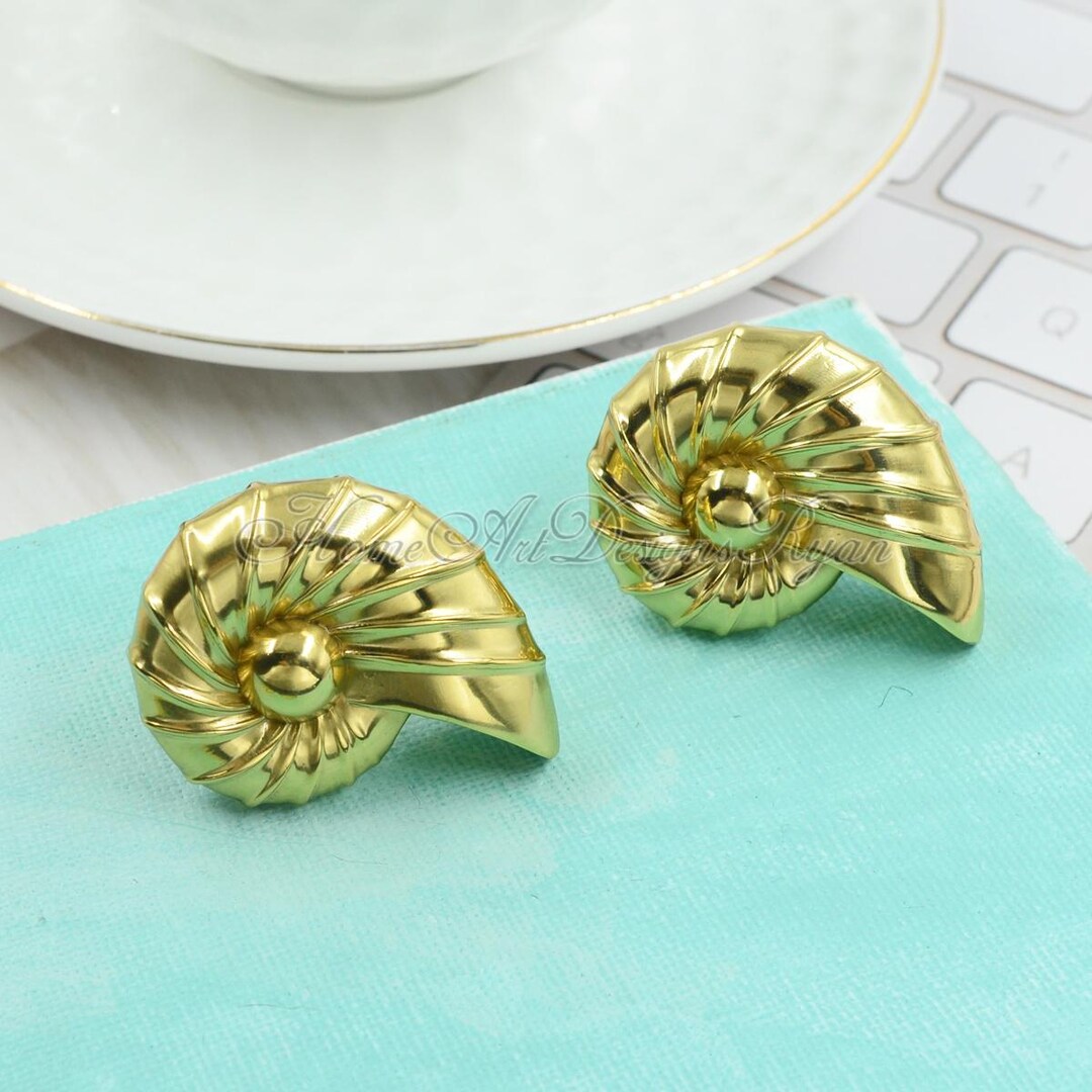 Conch Solid Brass Knob Cabinet Pulls Drawer Knob Dresser Pull Kitchen ...