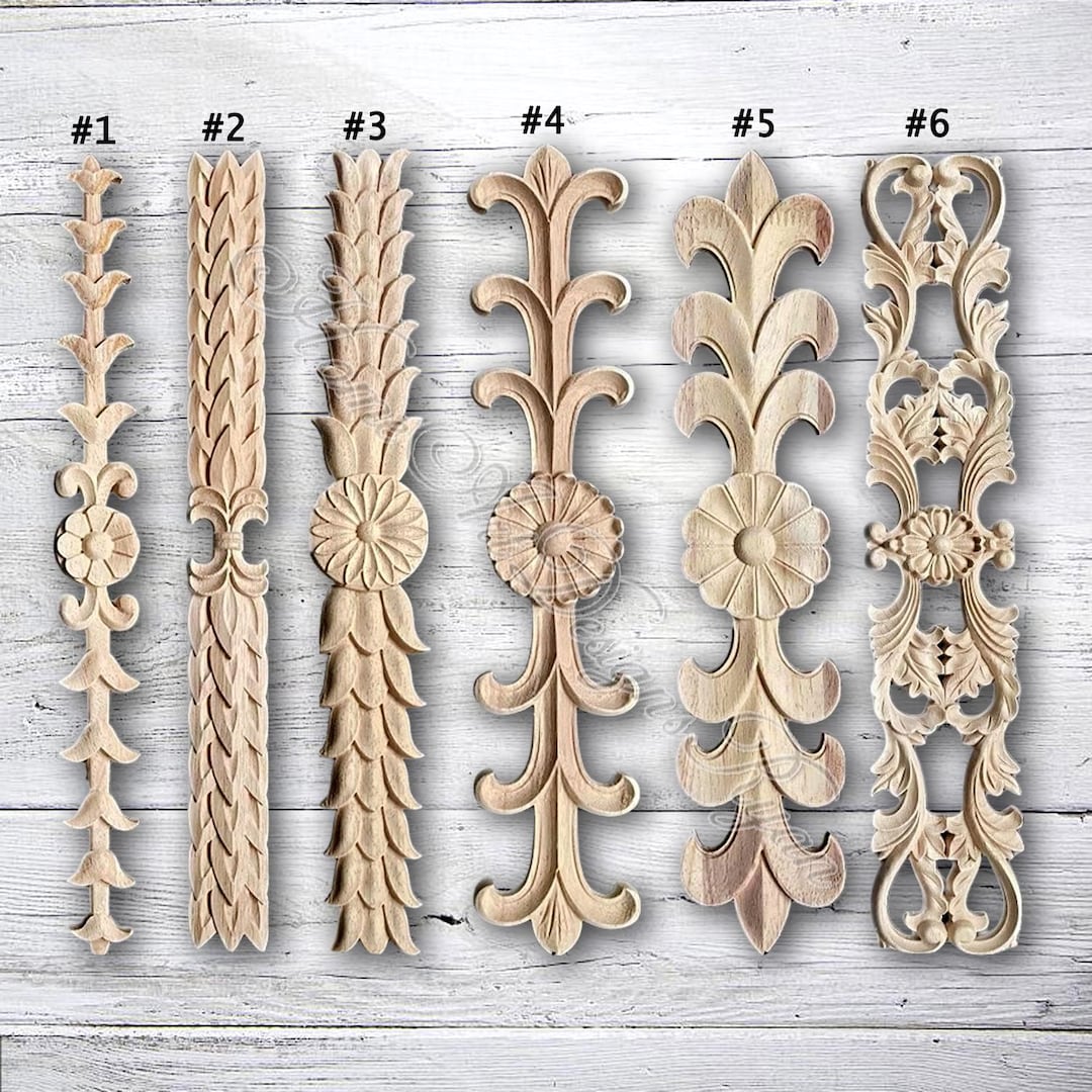 Unpainted Wood Flower Carved Applique Onlay,furniture Carving Supplies ...