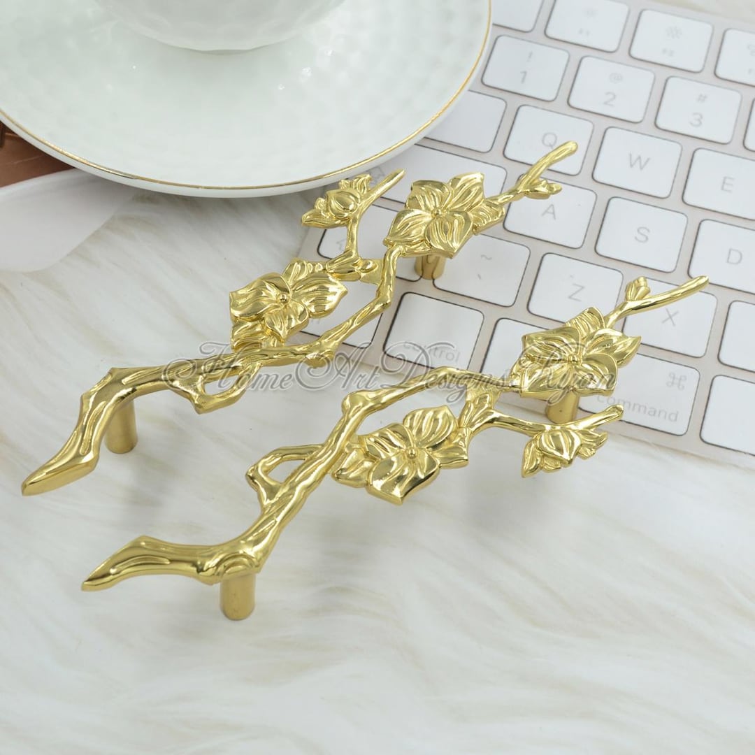 Brass Branches Handles, Flower Branch Drawer Handles, Brass Handles ...