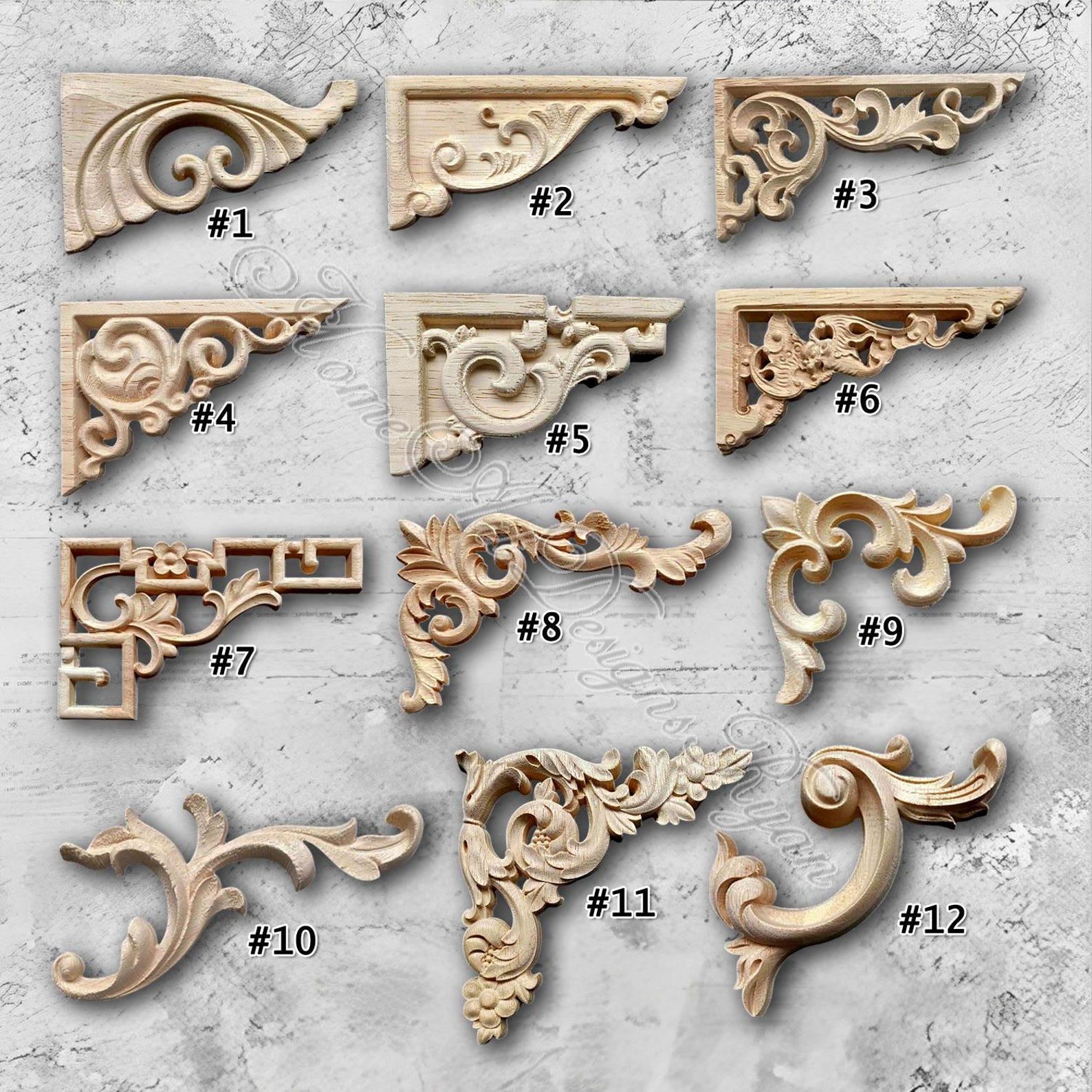 1 Piece Unpainted Wood Carved Corner Applique Onlay, Home Wall Corners ...