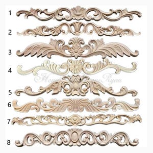 1 Piece Unpainted Wood Carved Applique Onlay, Home Wall Embellishments ...