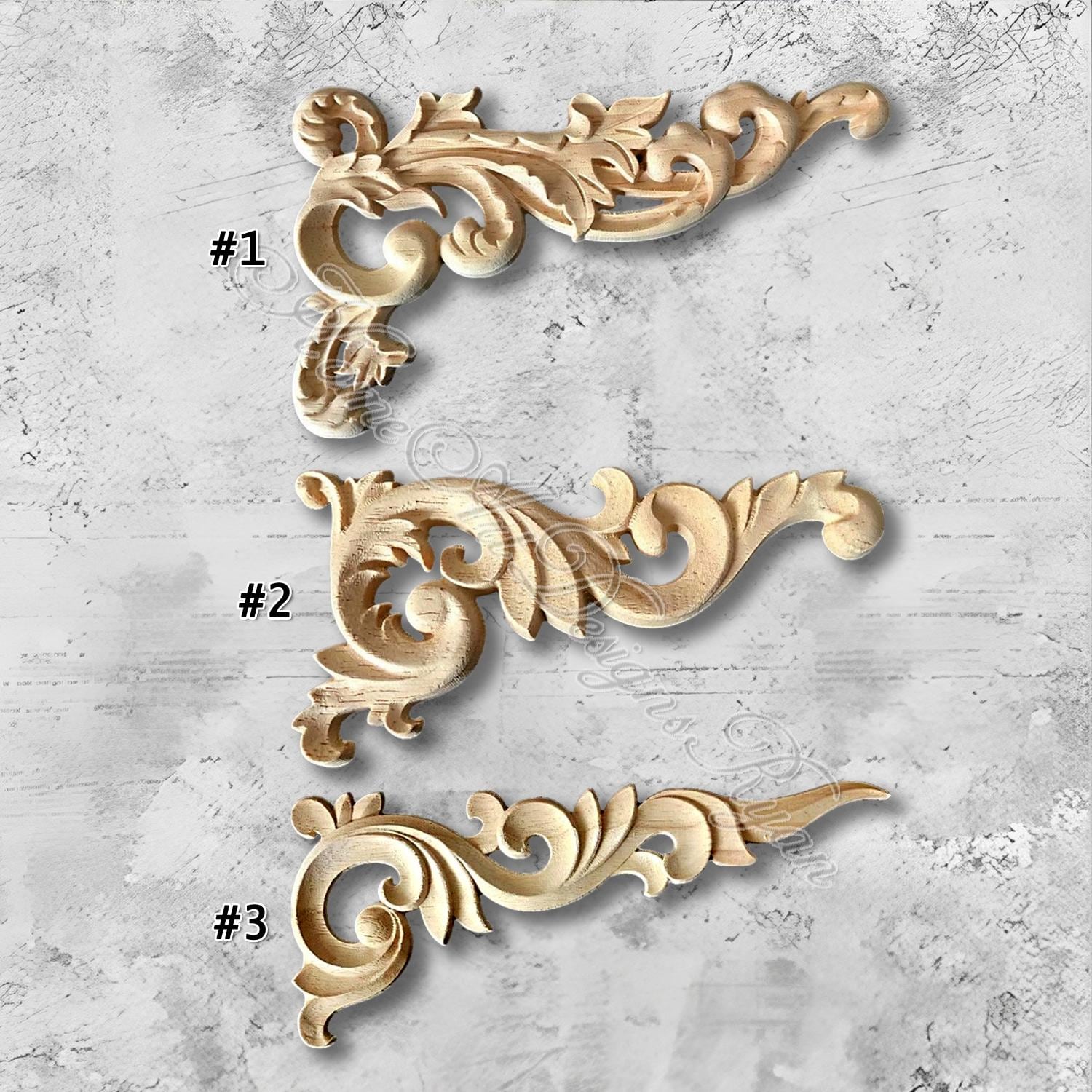 1 Piece Unpainted Wood Carved Corner Applique Onlay, Home Wall Corners ...
