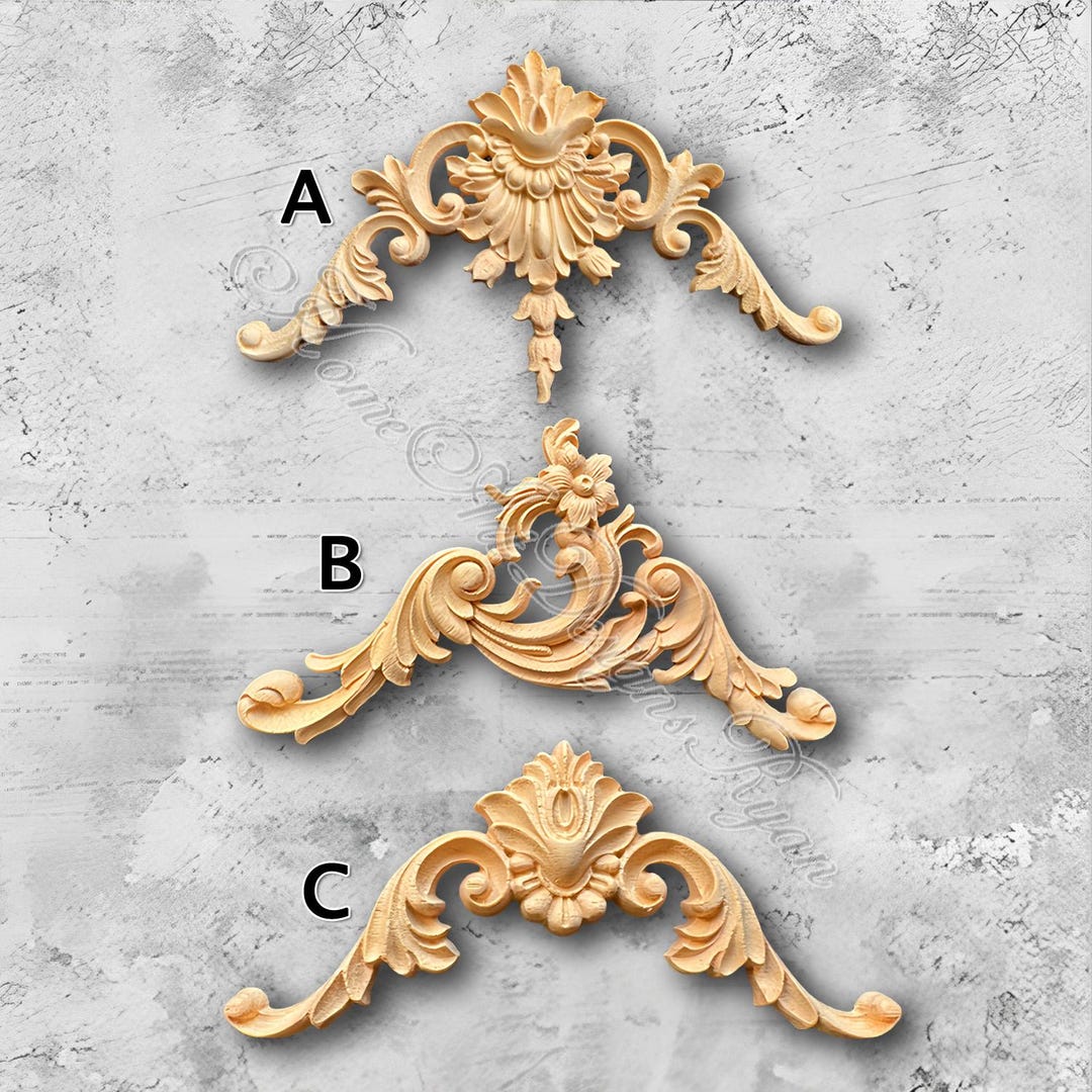 1 Piece Unpainted Wood Carved Corner Applique Onlay, Home Wall Corners ...