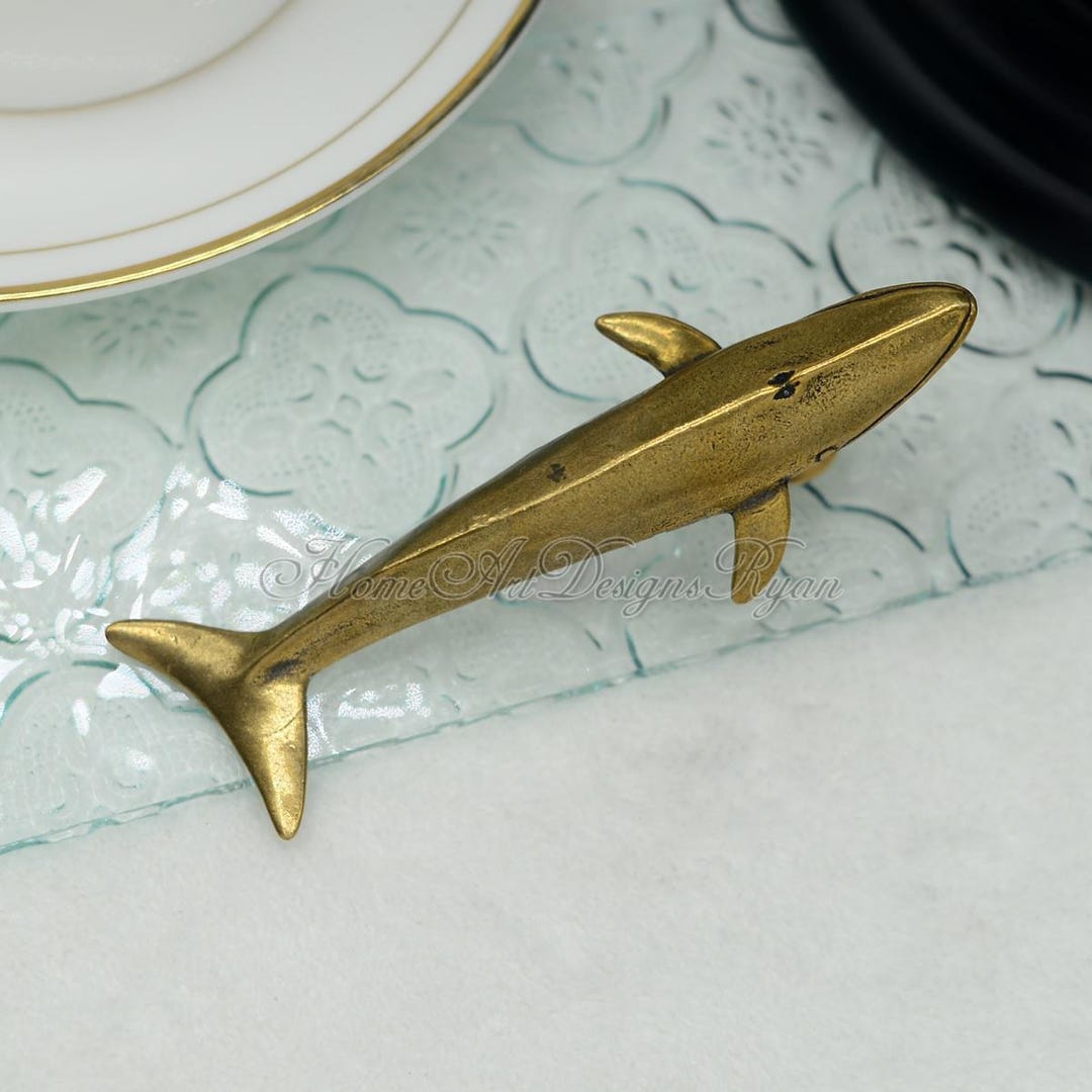 Brass Whale Knobs Solid Brass Pulls Knobs Cabinet Decoration Handles Pull Knobs Antique Bronze ...