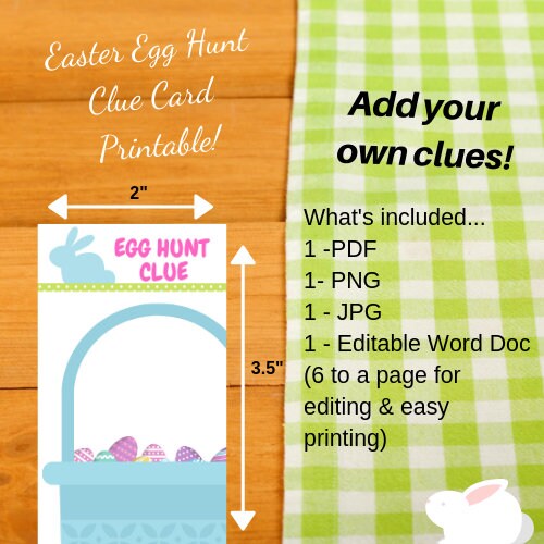 Easter Egg Hunt Clue Card Printables//use Your Own Clues//hand Write or ...