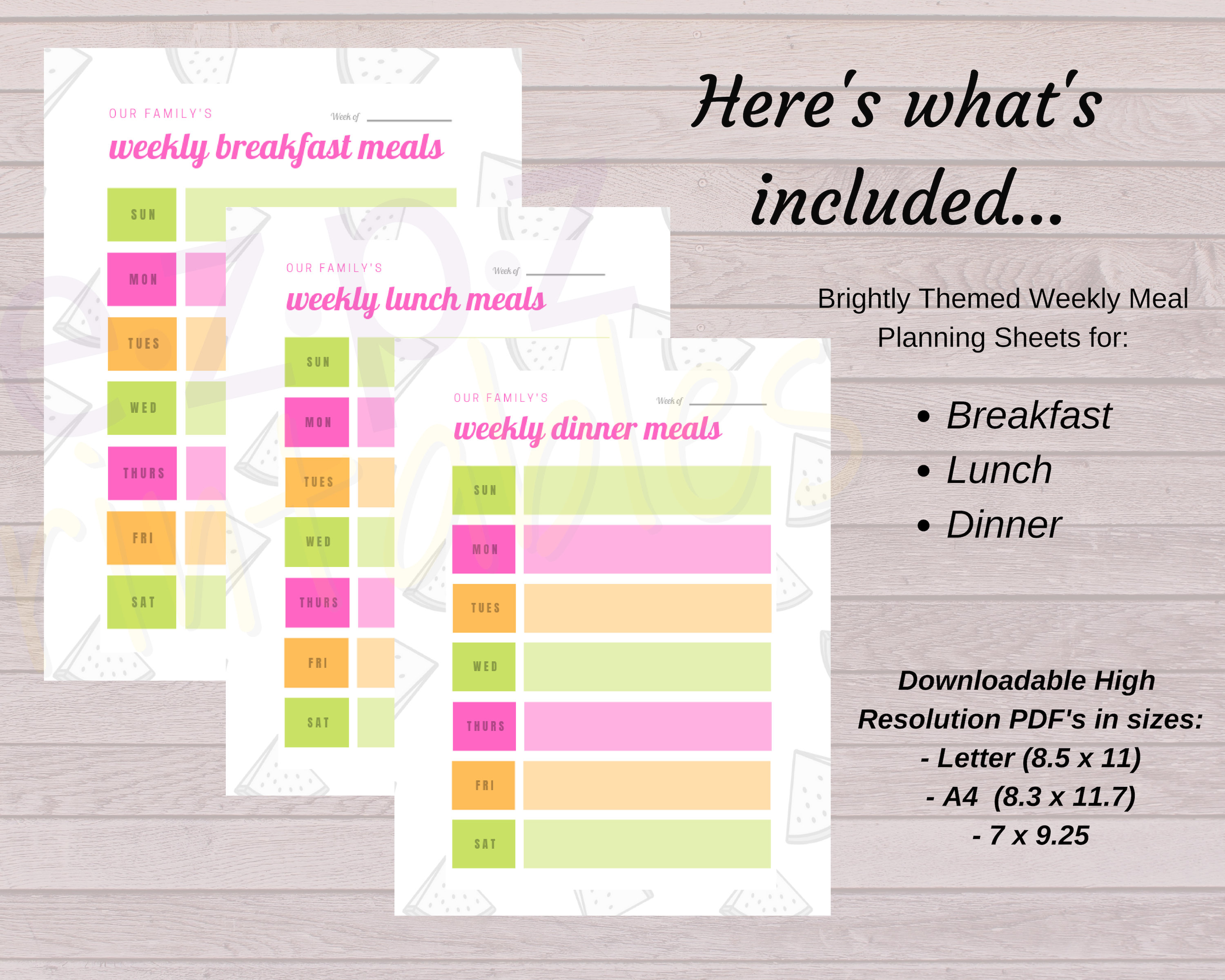 Family Weekly Meal Planner With Shopping List PRINTABLE | 3 Sizes ...
