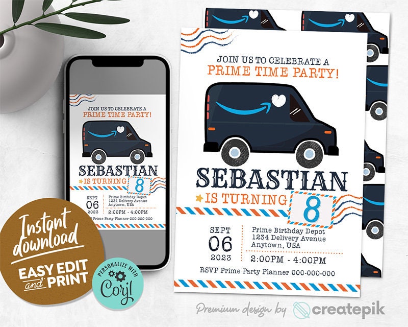 Editable Mail Truck Birthday Party Mailman Invitation Post Office Prime ...