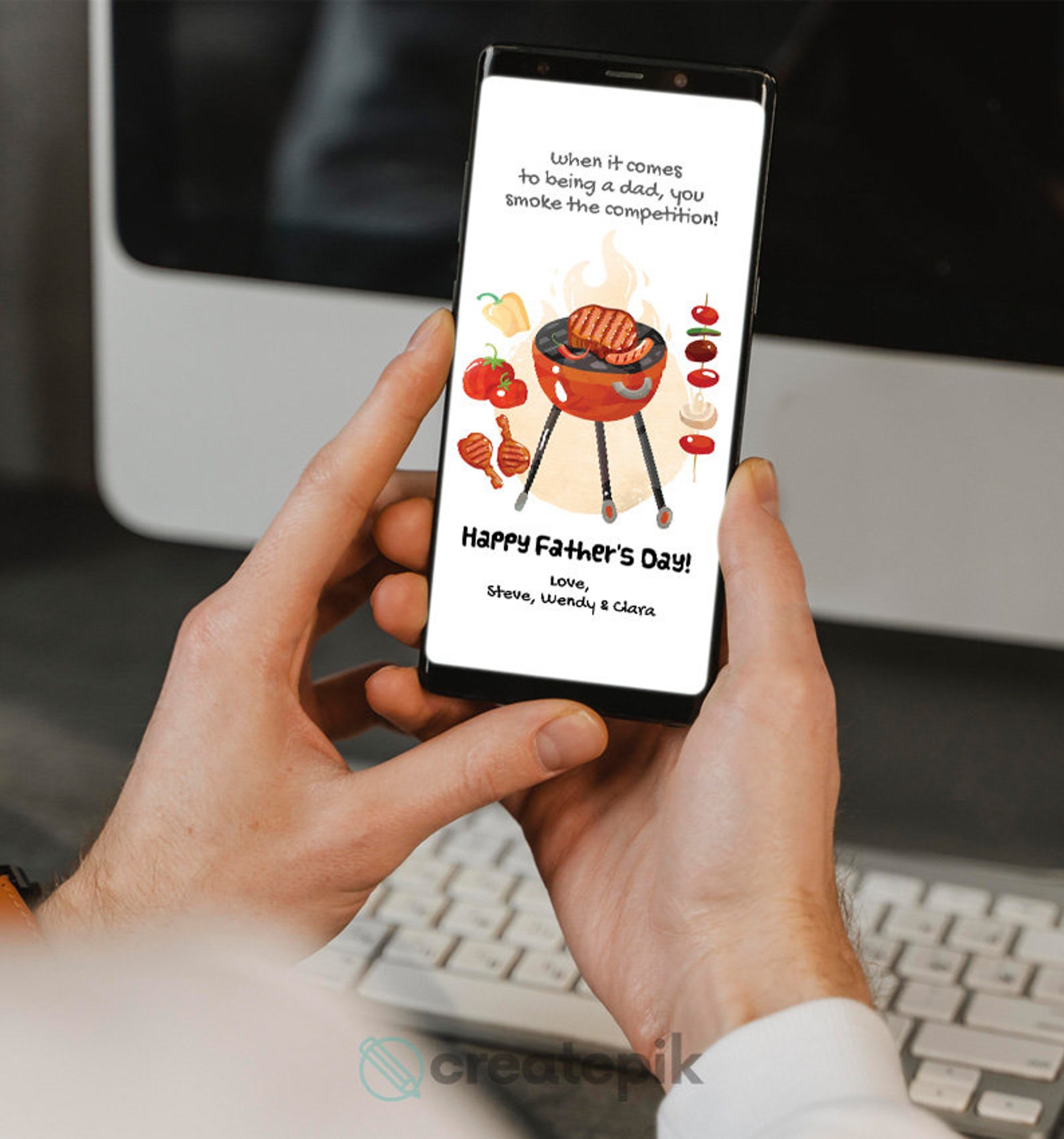 Editable Father's Day Barbeque Grill Ecard Electronic - Etsy