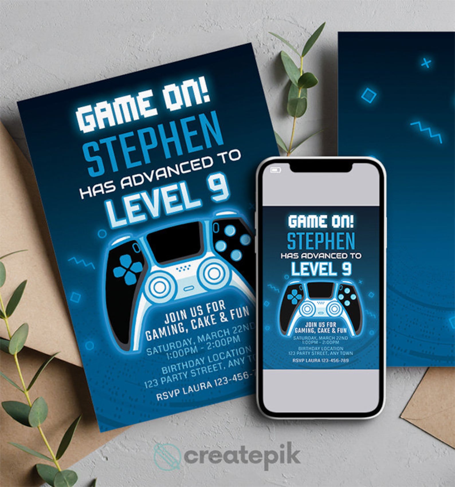 Video Game Level Birthday Invitation, Video Gaming Party Invite, Gamer ...