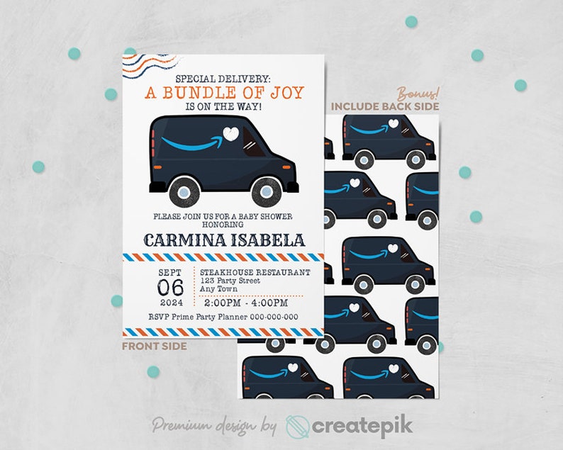 Editable Mail Truck Baby Shower Invitation, Post Office Delivery Truck ...