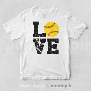 Distressed Love Softball Svg, Softball Heart Svg, Grunge Softball Svg ...