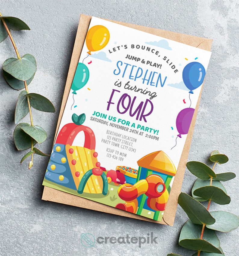 Outdoor Playground Party Invitation Trampoline Party Jump Party Bounce ...