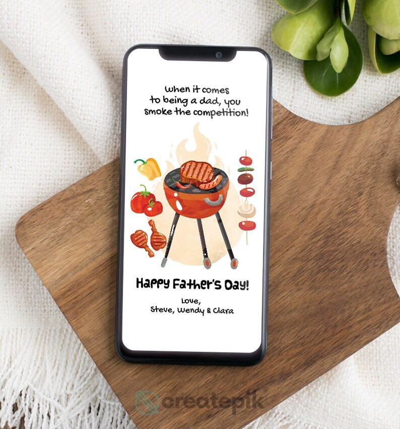 Editable Father's Day Barbeque Grill Ecard Electronic - Etsy