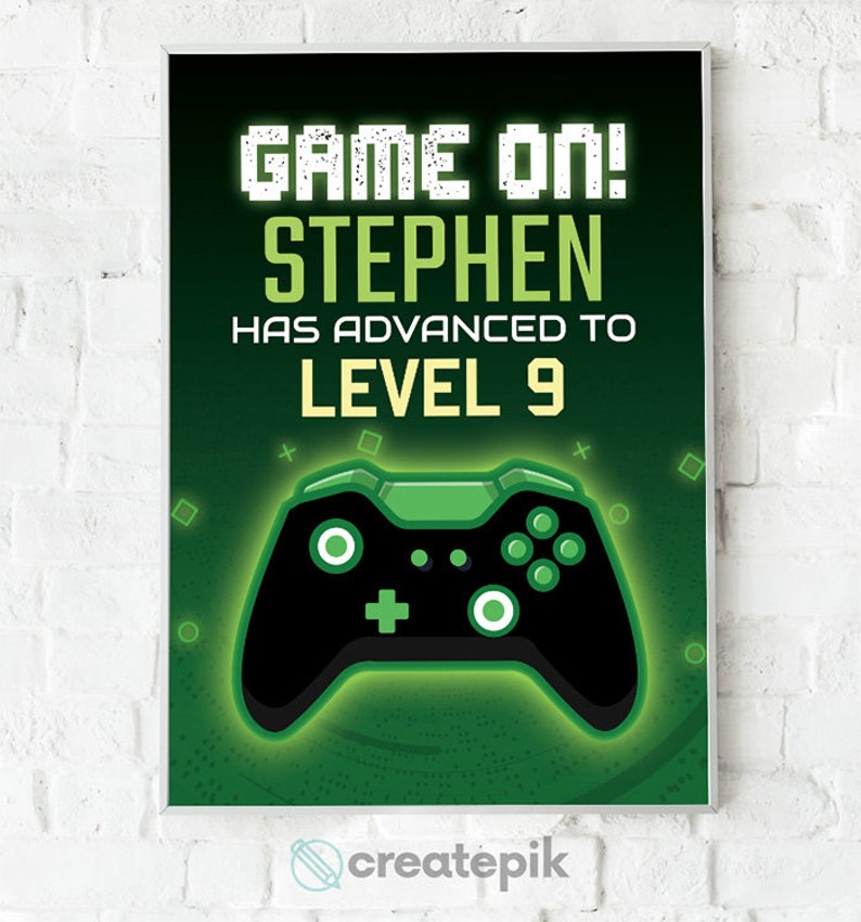 Video Game Level Birthday Welcome Sign, Video Gaming Party Welcome Sign ...