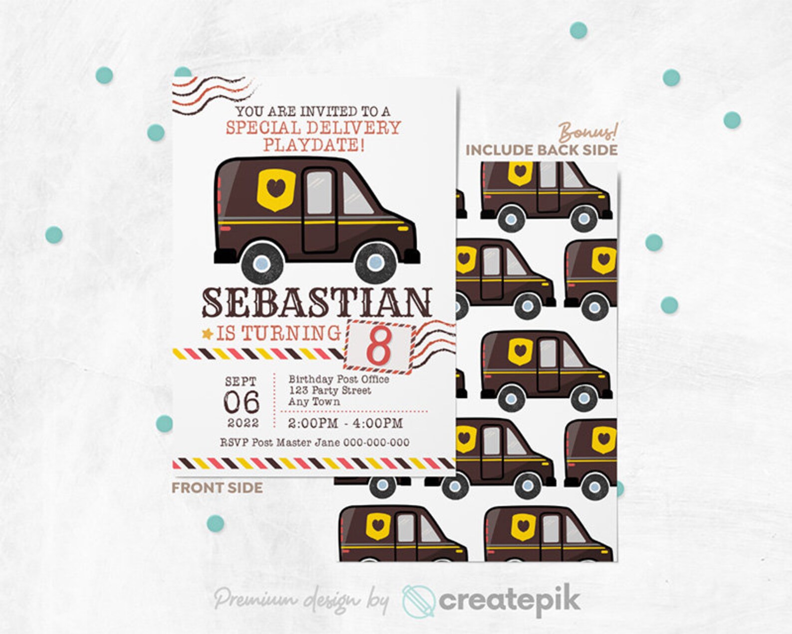 Editable Mail Truck Birthday Invitation Post Office Birthday Party UPS ...