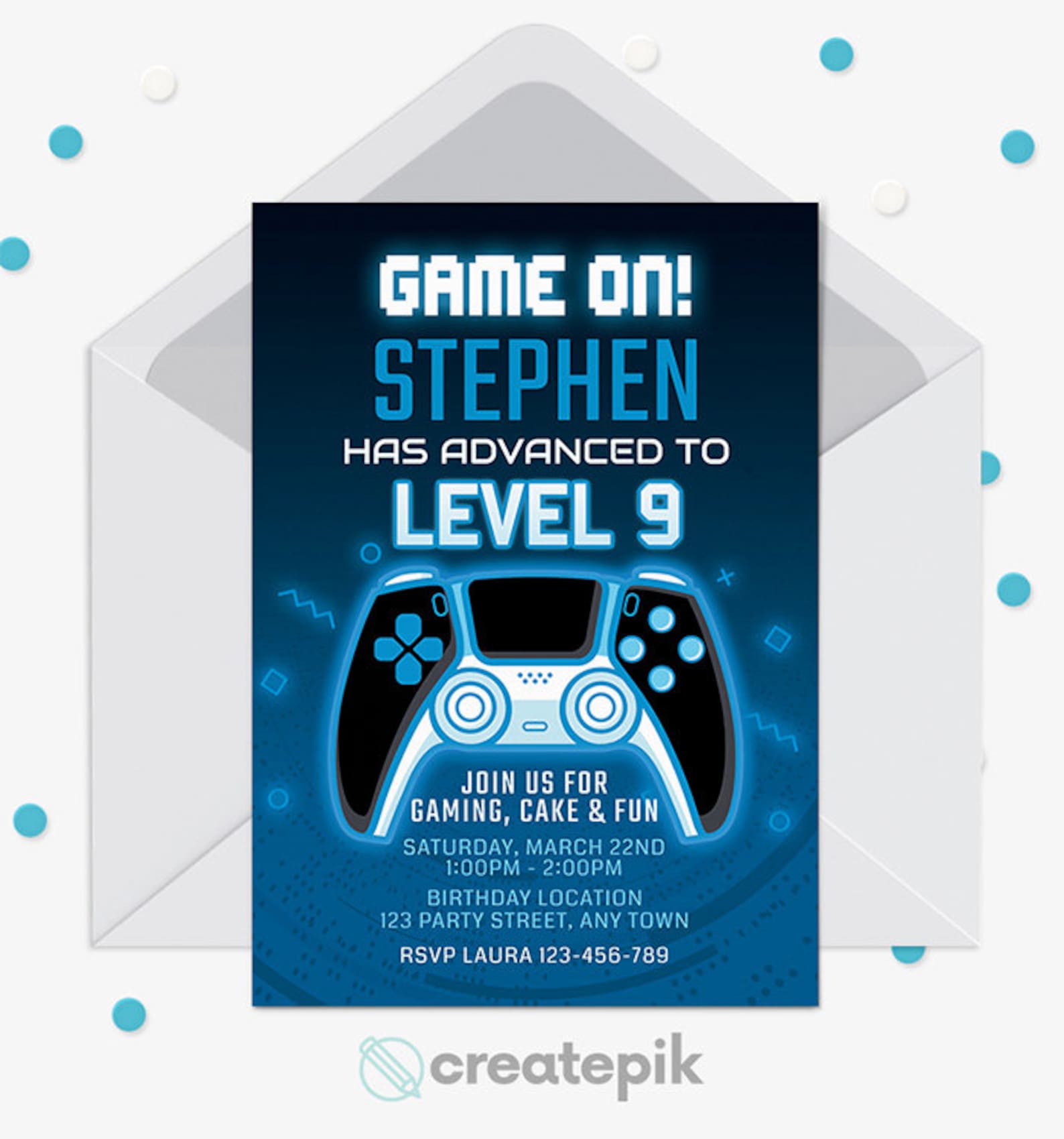 Video Game Level Birthday Invitation, Video Gaming Party Invite, Gamer ...