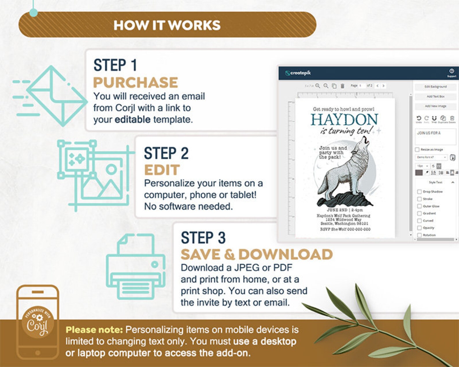 Wolf Birthday Party Invitation, Wolf Theme Birthday Party Invites ...