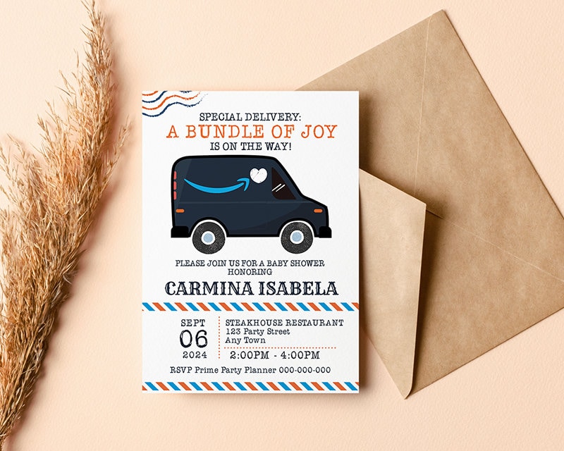 Editable Mail Truck Baby Shower Invitation, Post Office Delivery Truck ...