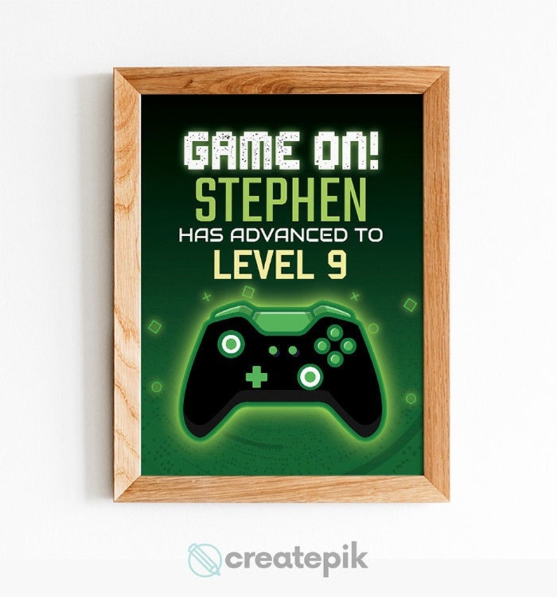 Video Game Level Birthday Welcome Sign, Video Gaming Party Welcome Sign ...