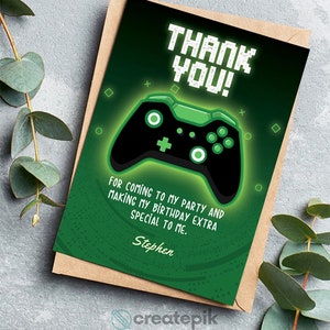Video Game Level Birthday Thank You, Video Gaming Party Invite, Gamer ...