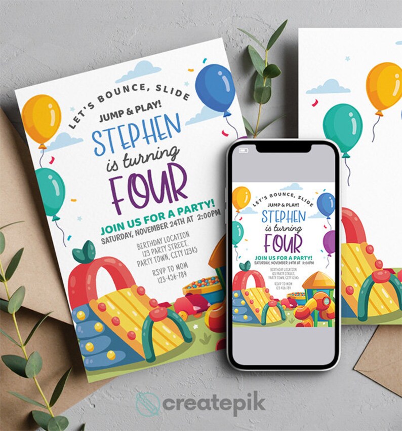 Outdoor Playground Party Invitation Trampoline Party Jump Party Bounce ...