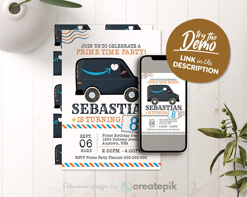 Editable Mail Truck Birthday Party Mailman Invitation Post Office Prime ...