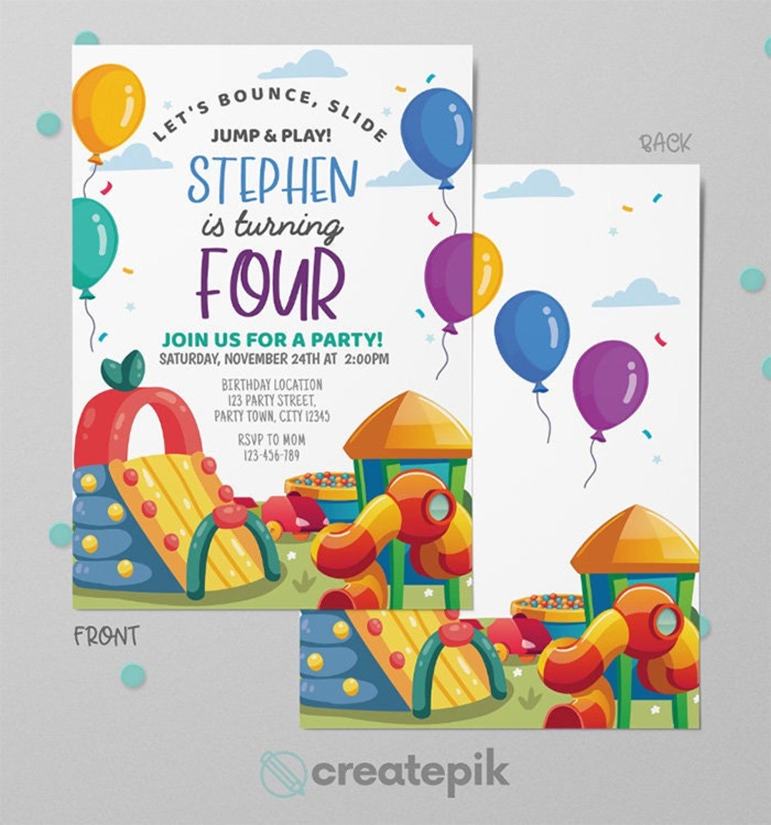 Outdoor Playground Party Invitation Trampoline Party Jump Party Bounce ...