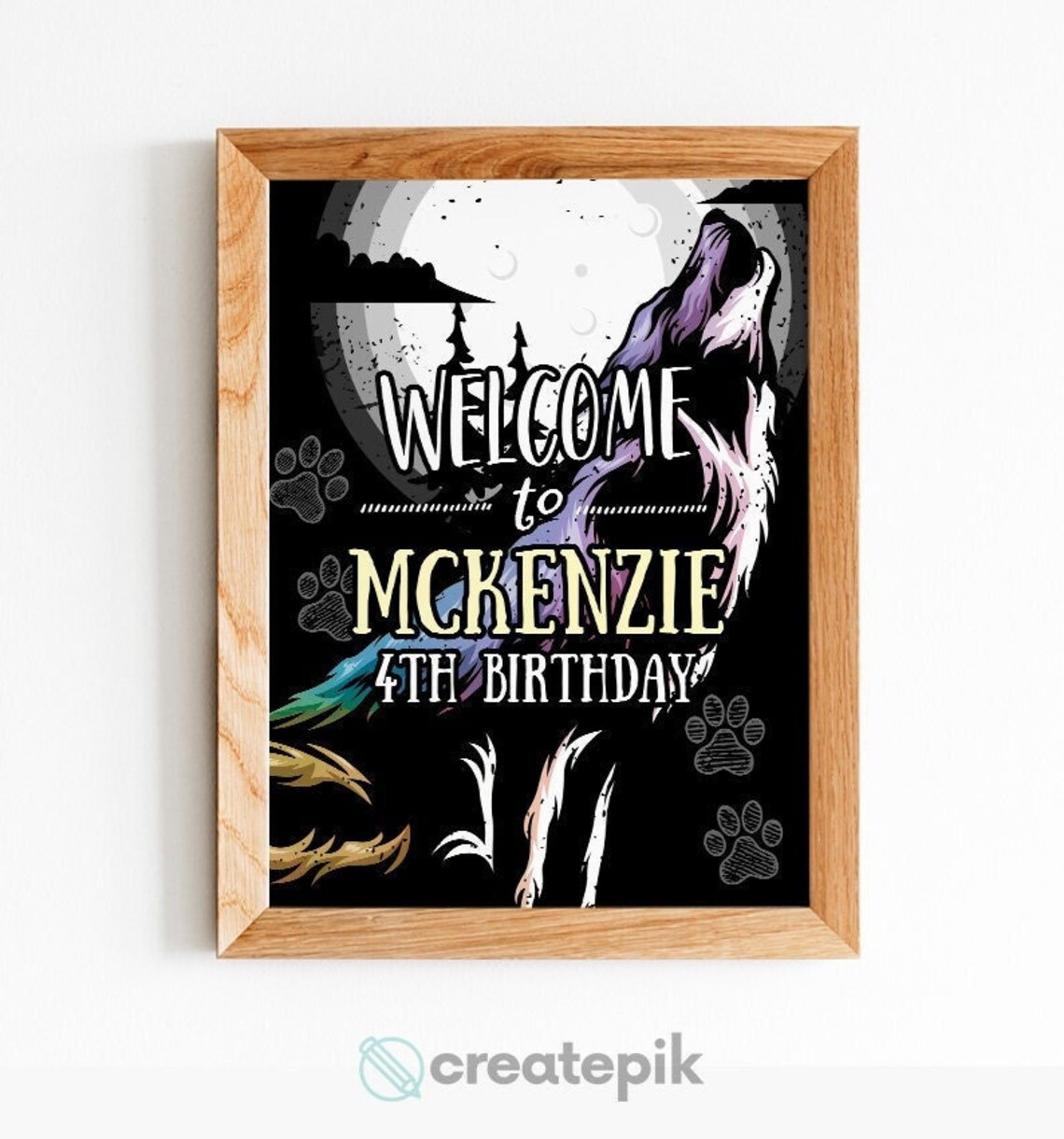 Howling Wolf Birthday Welcome Sign, Printable Digital Editable File ...