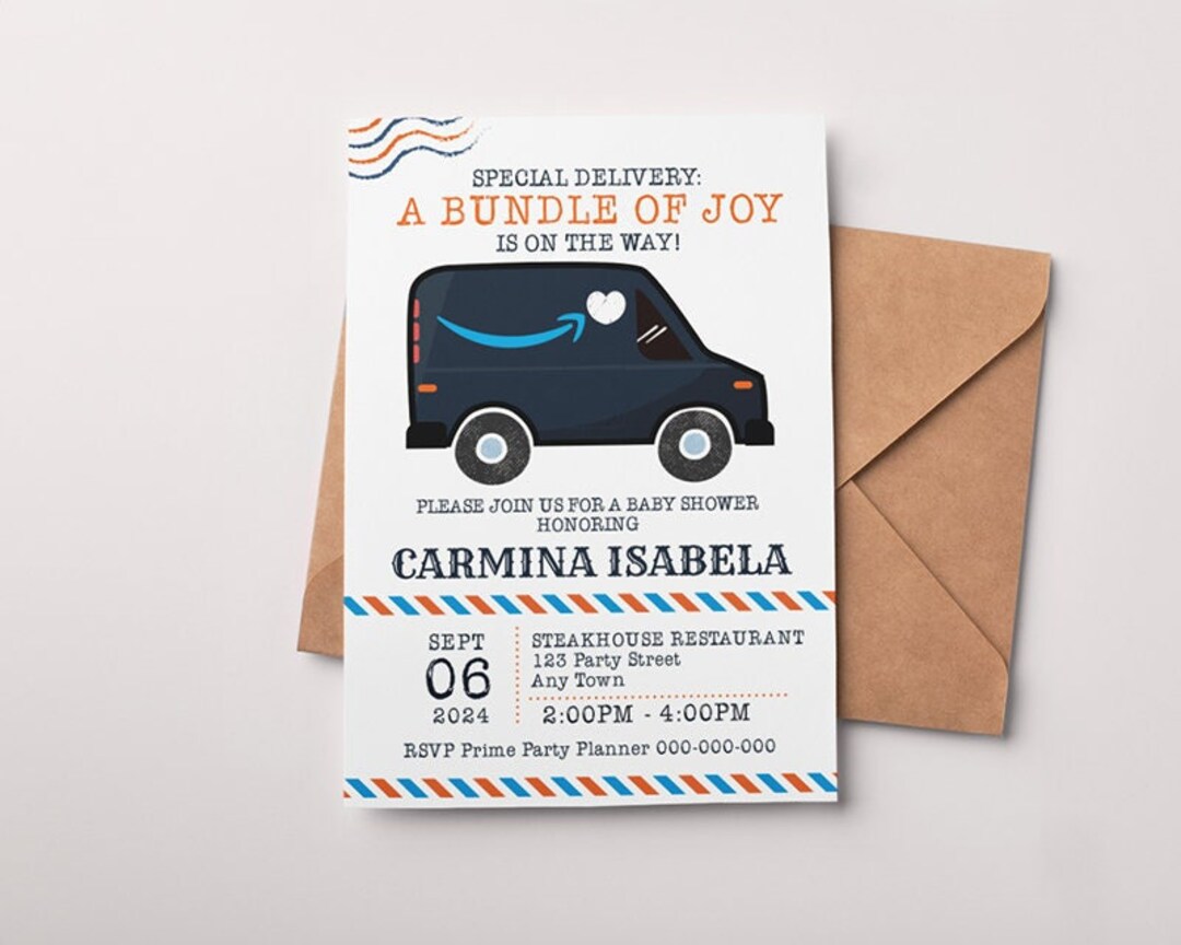 Editable Mail Truck Baby Shower Invitation, Post Office Delivery Truck ...