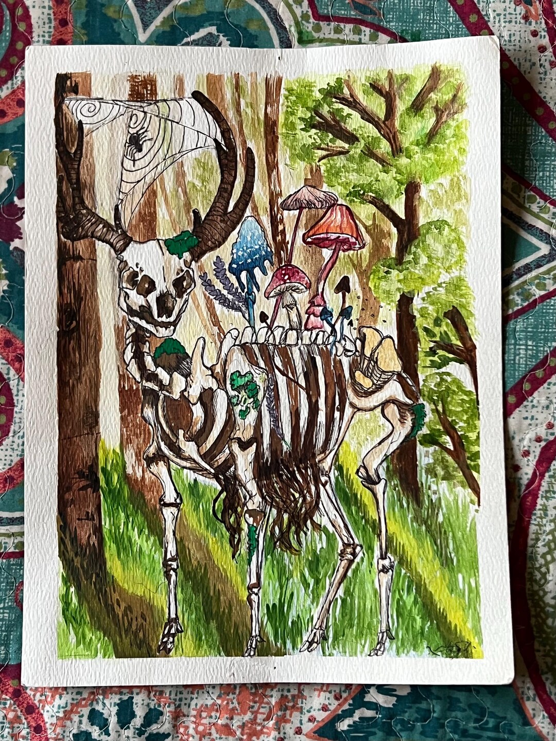 Original Art Print Skeleton Deer - Etsy