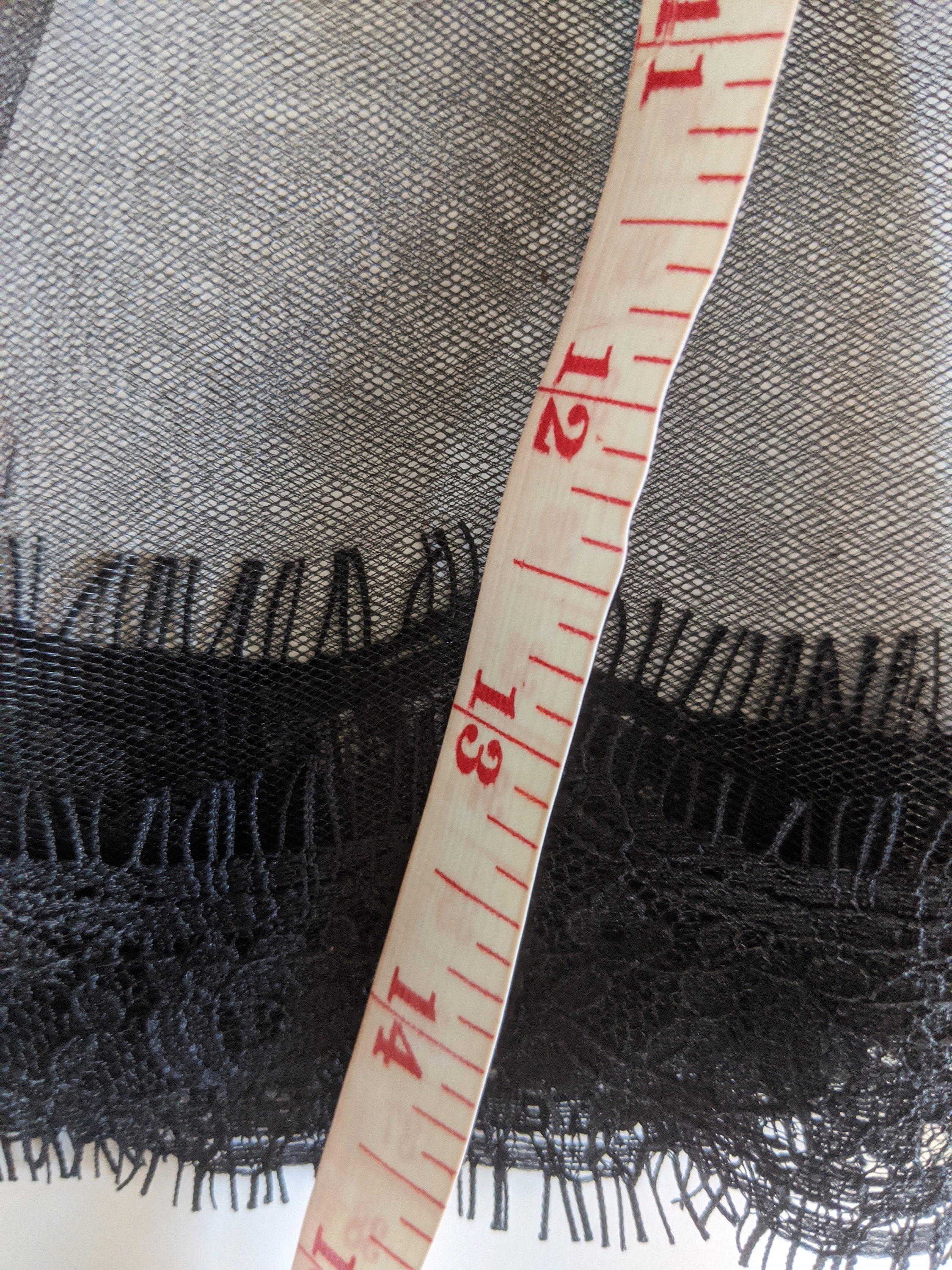 GOTHIC BLACK VEIL Black Mesh Net and Lace Short Length Veil With ...