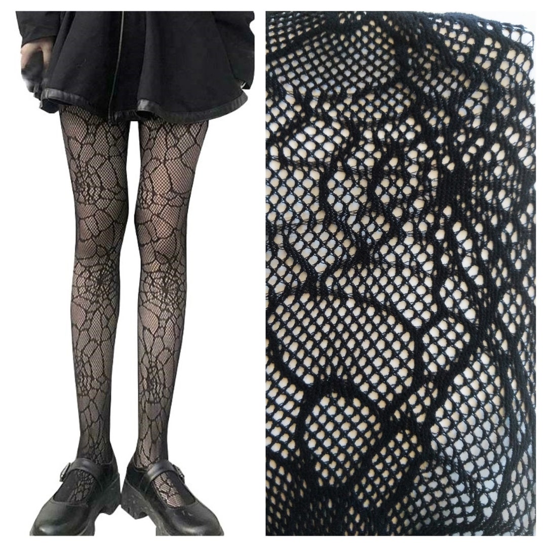 Spiderweb Cobweb FISHNET TIGHTS Black Tights With All Over Spider Web / Cobweb Pattern witchy ...