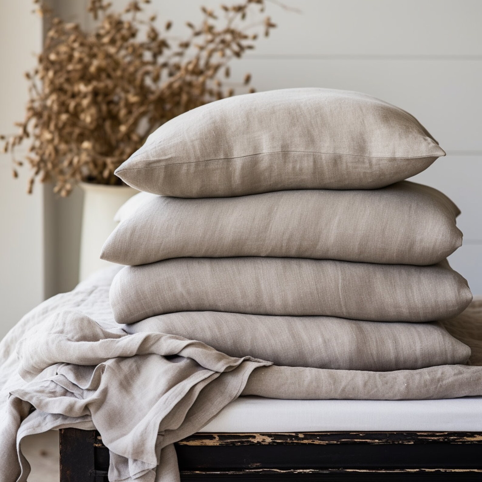 Organic Natural 100% Linen Duvet Comforter Cover With Buttons in ...