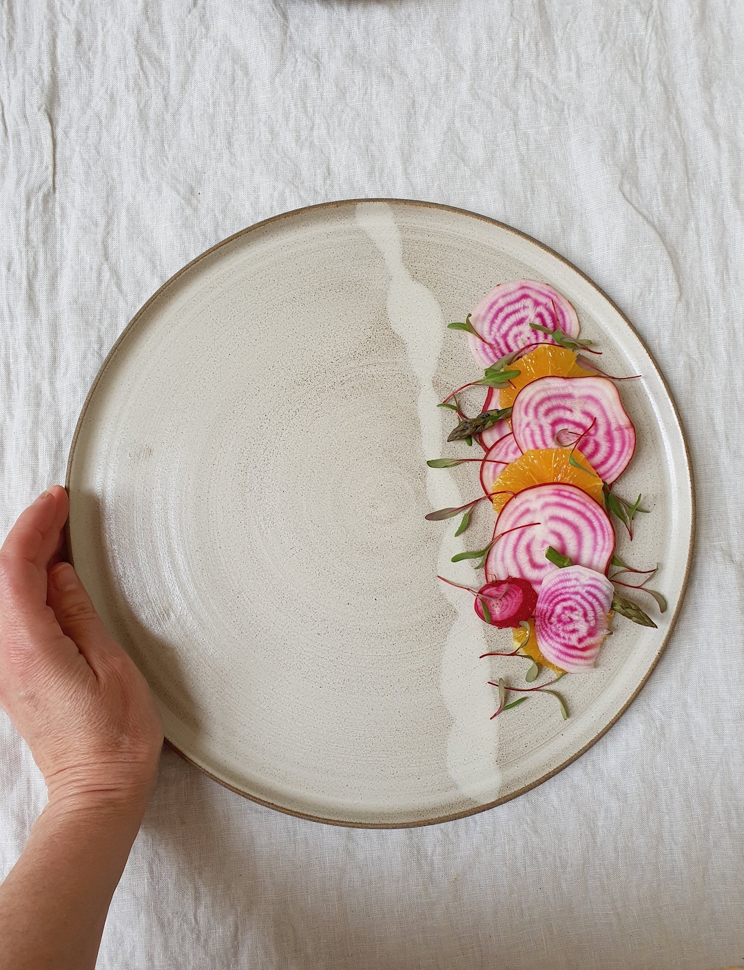 Large Handmade Cake Platter, Ceramic Round Plate, Rounded Dessert ...
