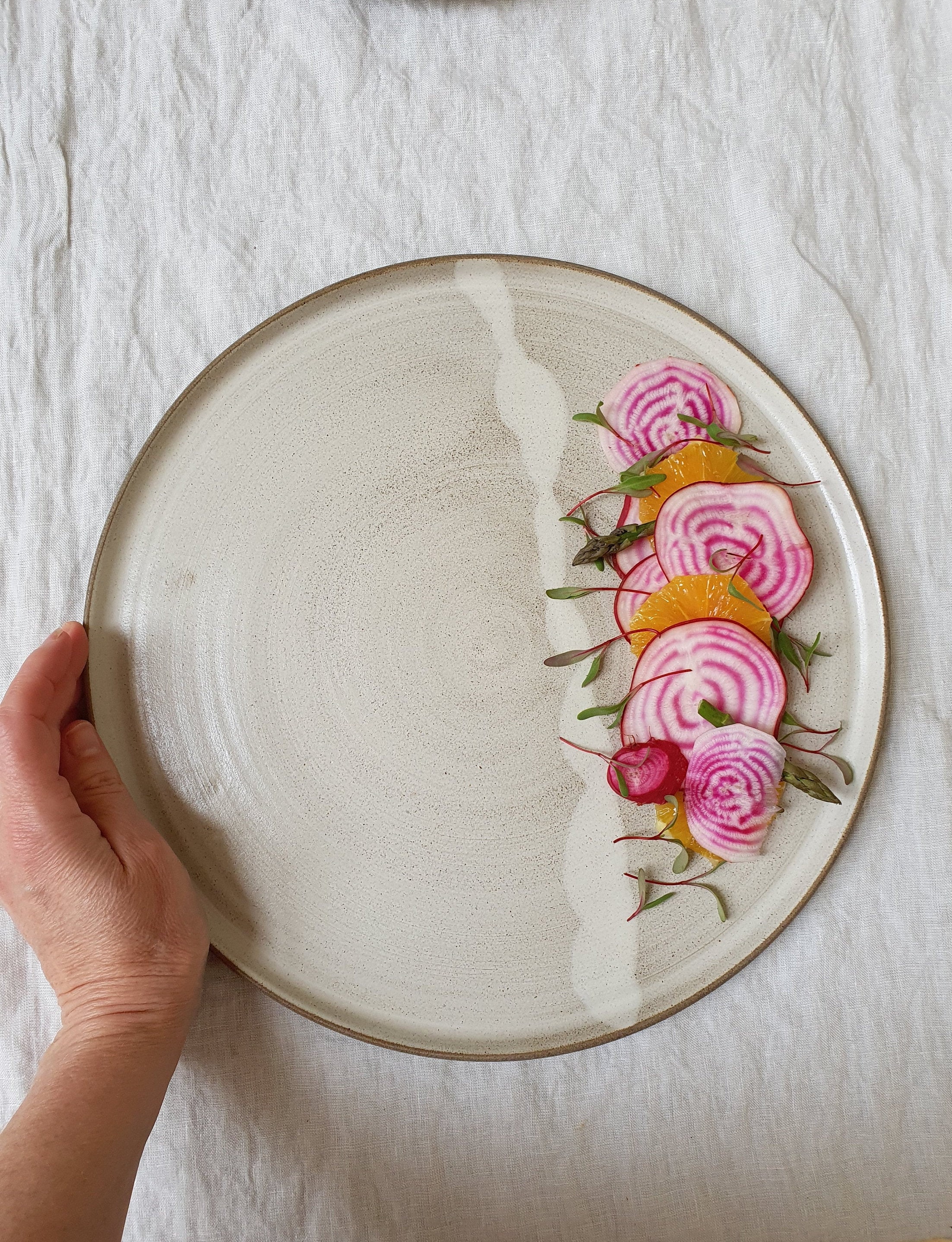 Large Handmade Cake Platter, Ceramic Round Plate, Rounded Dessert ...