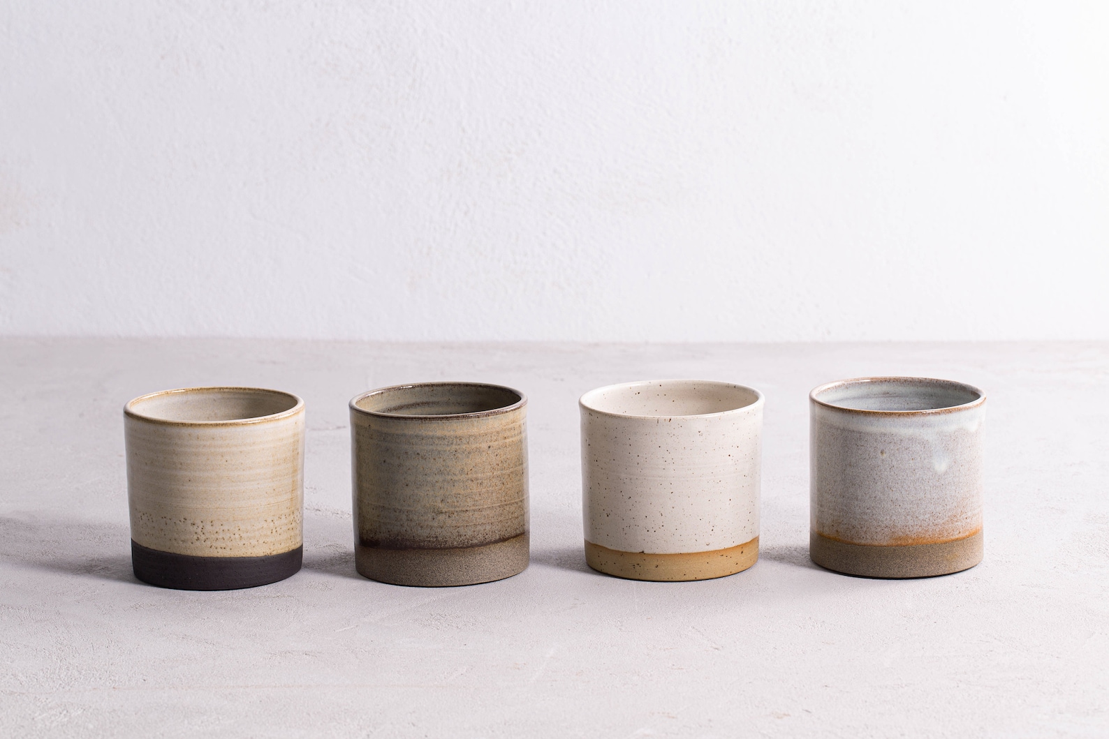 A Set of 4 Ceramic Mugs, Four Pottery Mugs, Coffee/tea Stoneware Mug ...