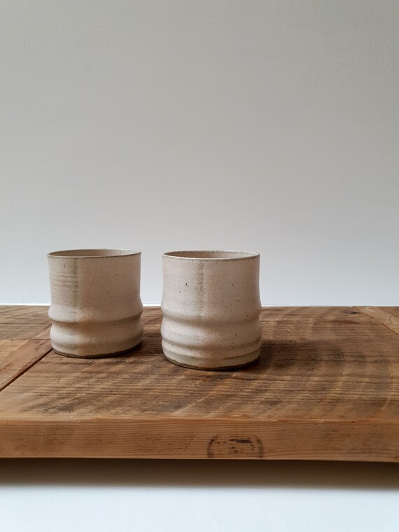 Set of 2 Ceramic Cylinder Coffee Espresso Mugs Matte White | Etsy