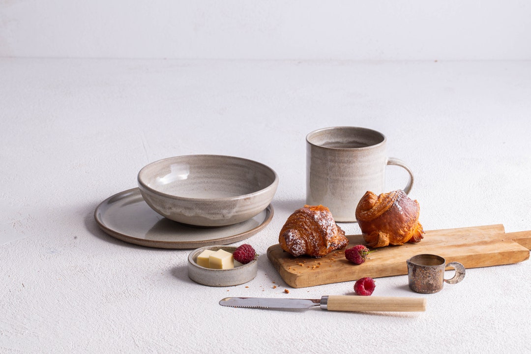 Set of Dinnerware, Set of Breakfast Plates, Bowls and Mugs, Handmade ...