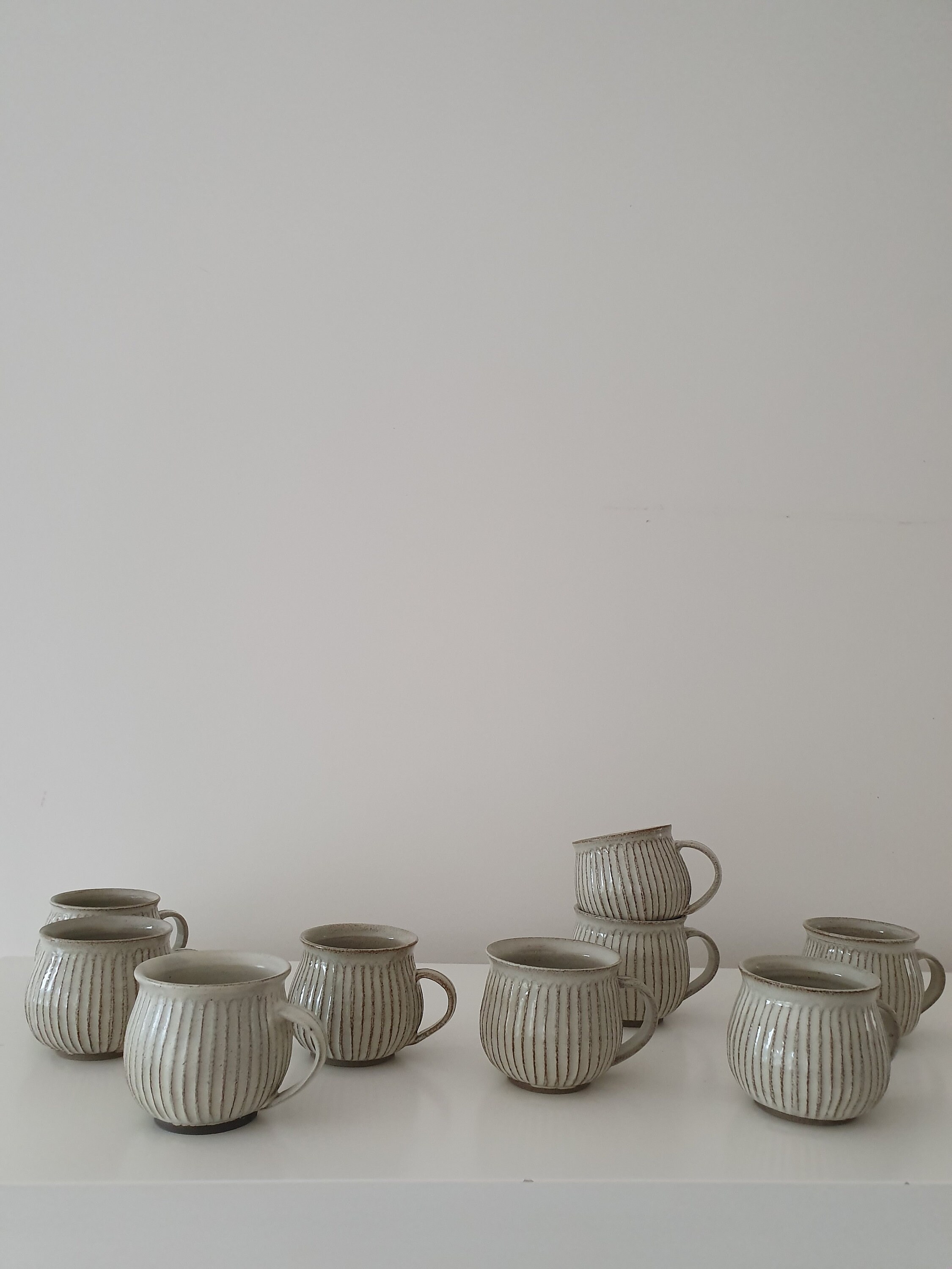 Set of 2 White Ceramic Tea Mugs Pottery Coffee Cups With a - Etsy