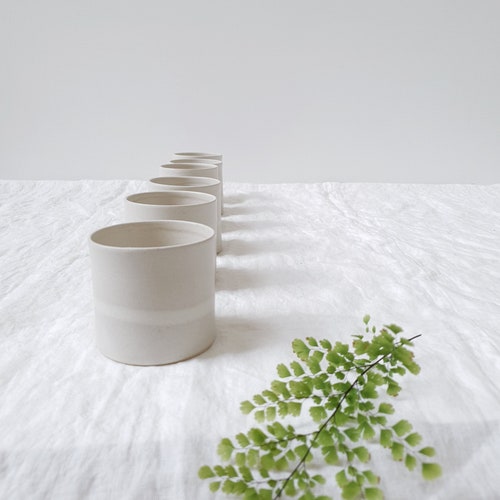 Ceramic 6 Cups Set White Cups Ceramic Espresso Mugs White - Etsy