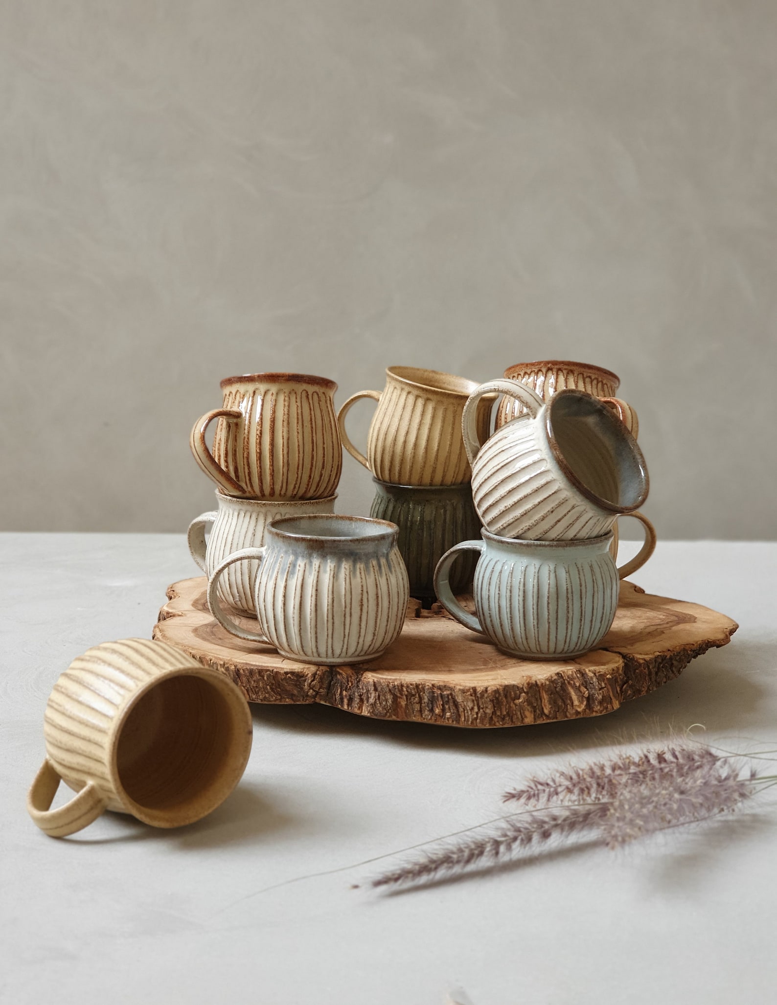 2 Colorful Ceramic Mugs Two Large Pottery Mugs 2 Coffee / | Etsy