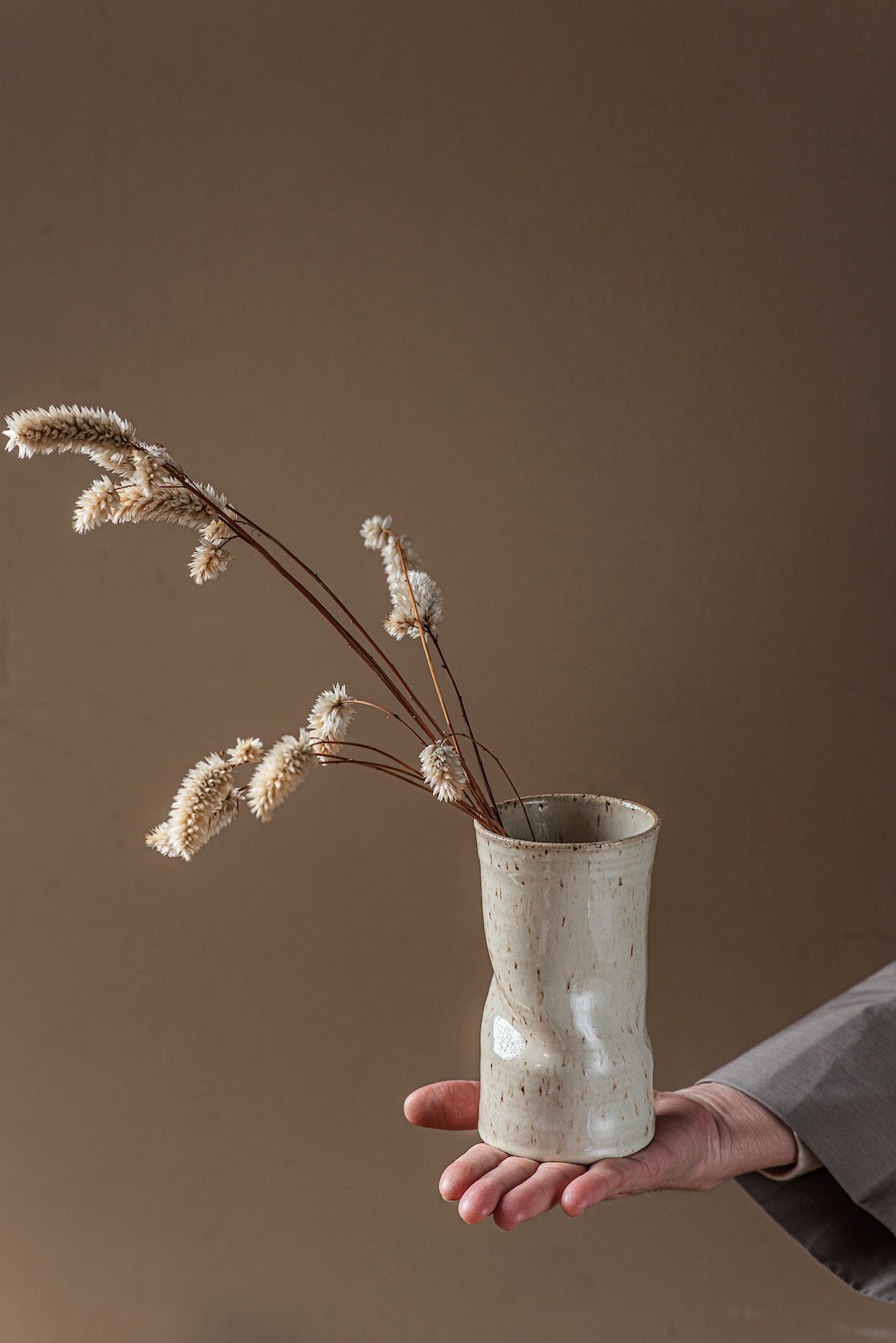 White Tall Handmade Abstract Modern Decorative Flower Vase, Large ...